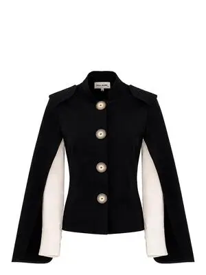 JULIA ALLERT Tailored Structured Cape Blazer - Black