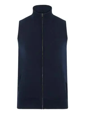 PAUL JAMES KNITWEAR Lightweight Cotton Zip Through Andrew Gilet Navy - Blue