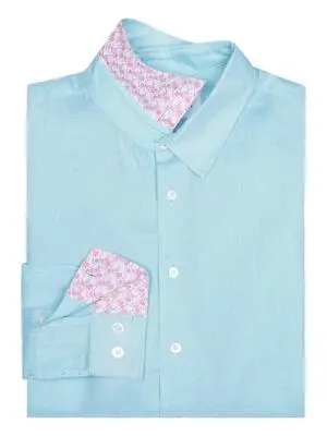 PINK HOUSE Linen Shirt Plain Pale - Blue