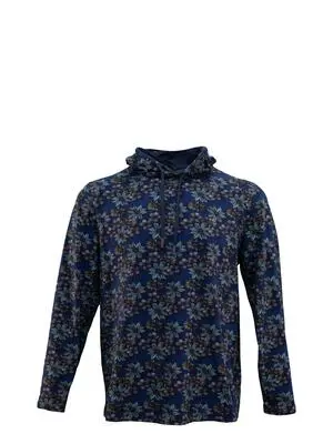 LORDS OF HARLECH Horatio Italian Floral Hoodie Navy - Blue