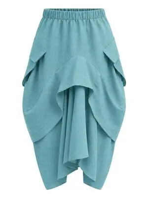LUMINA ELIGMA The Collar Linen Skirt Teal - Blue
