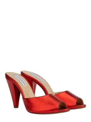 ROSAMUND MUIR LONDON Montavia Metallic Mules - Red