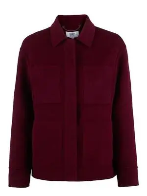 GUARDS LONDON Joanna Wool Cashmere Short Jacket Wine - Red