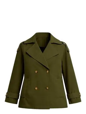 TANTRA SPAIN SL Short Quilted Trench Coat With Double-breasted Buttons And Flared Back - Green