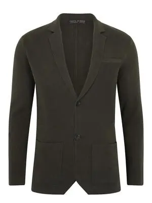 PAUL JAMES KNITWEAR Paul James Knitwear Organic Cotton Linen Knitted Blazer Green