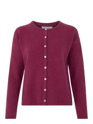 PAUL JAMES KNITWEAR Lambswool Crew Neck Cardigan - Red