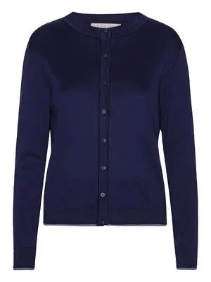 GROBUND Rine Knit Cardigan Dark With Contrast Edge - Blue