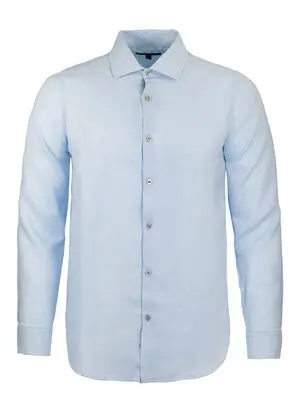 LORDS OF HARLECH Lionel Linen Button Down Shirt Sky - Blue