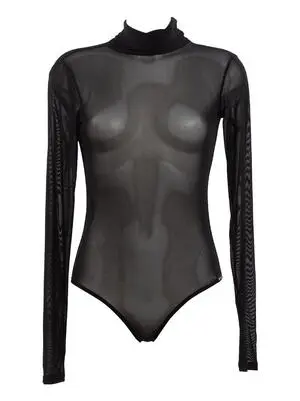 MY MOKONDO Mesh Roll Neck Bodysuit - Black