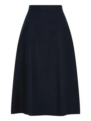 FEMPONIQ Semi Flared Cotton Skirt Navy - Blue