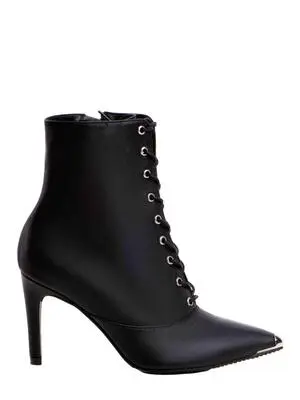 THE 5TH ELEMENT Lace-up Leather Ankle Boots With Metal Toe - Black