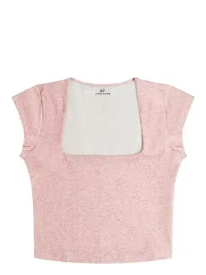 CLOUD HAVEN Jacquard Square Neck Tee In Baby - Pink