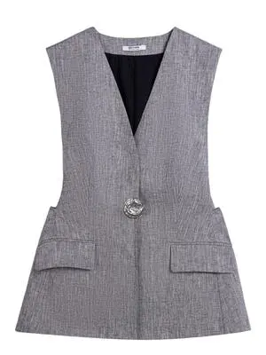 NOCTURNE Tailored Button-front Vest - Grey