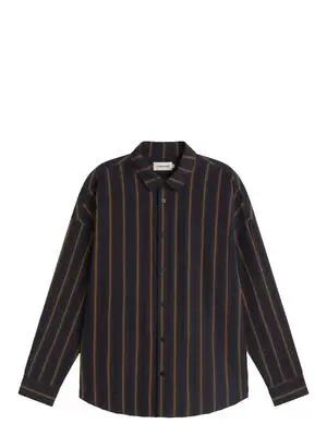 THINKING MU Haru Oversize Seersucker Striped Shirt - Blue