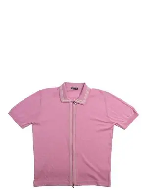 EIGHT X Contour Short Sleeve Zip Knit Shirt - Pink