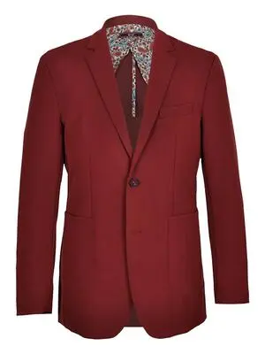 DAVID WEJ Ashford Relaxed Single Breasted Blazer – Burgundy - Red