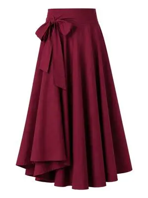 NIKKA PLACE A-line Midi Skirt With Bow Detail - Red
