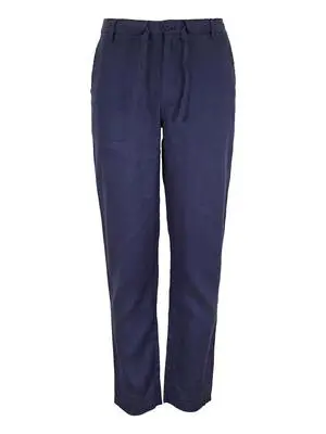 LORDS OF HARLECH Devon Linen Pant Navy - Blue