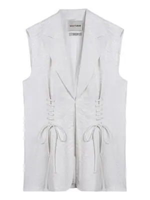 NOCTURNE Lace-up Waist Tailored Vest - White