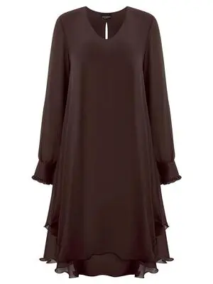 JAMES LAKELAND Long Sleeve Wave Hem Dress - Brown