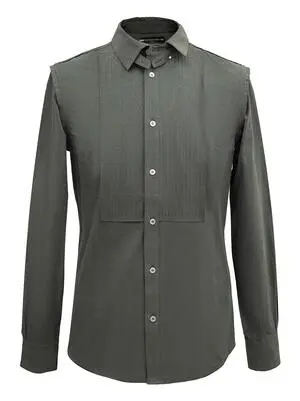 SMART AND JOY Shirt With Topstitched Bib And Removable Collar - Green