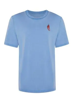 INGMARSON Chilli Embroidered Organic Cotton T-shirt - Blue