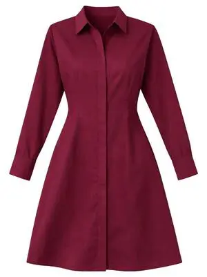 HOUSE OF GL Garnet Cotton Flex Shirt Dress - Red