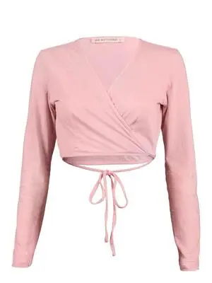 LOVE AND NOSTALGIA Cross Your Heart Wrap Top - Blush Pink