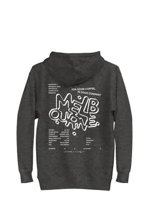 ANCHOR & CREW Gustatory Melbourne Coffee Scene Embroidered Cotton Blend Hoodie - Black