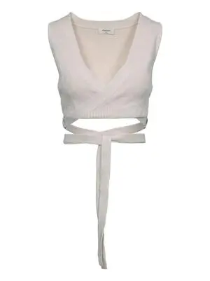 NARVAN Noor" Wrap Knit Top - White