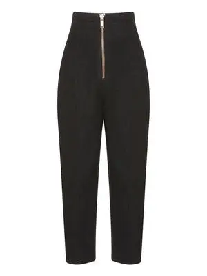 F.J.K BY FARAH KADHIMI Frida The High Sculpted Waist Trousers With Golden Zip - Black