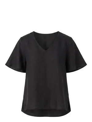 Adrift Clothing Tamara Flutter Sleeve Linen Top - Black