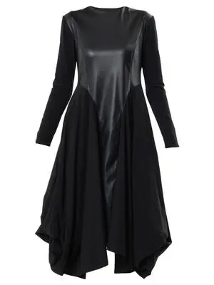 METAMORPHOZA Midi Dress With Leather Detail - Black