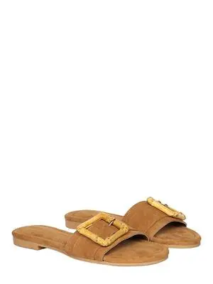 JELAVU Amsterdam Suede Cognac Sandals - Brown