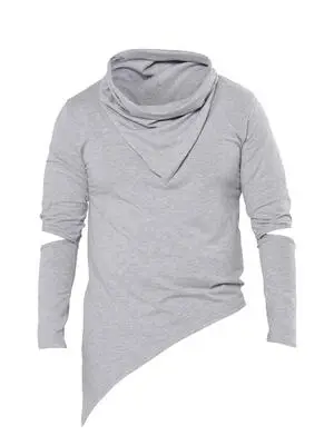 METAMORPHOZA Grey / Black ’s Scarf Neck Top With Sleeve Cutouts In Gray - Grey/black