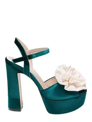 NUR KARAATA Bloom Platform Heels - Green