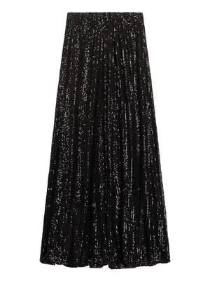 TANTRA SPAIN SL Straight Sequinned Trousers With Elastic Waistband And Lining - Black