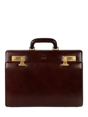TIME RESISTANCE Leather Attaché Case Briefcase Vendetta - Brown