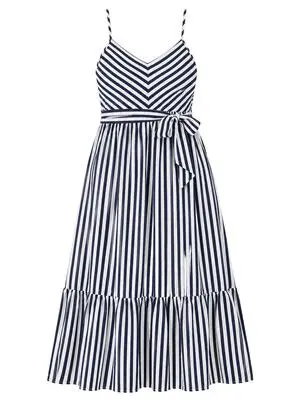 YUMI Navy Stripe Midi Sun Dress - Blue