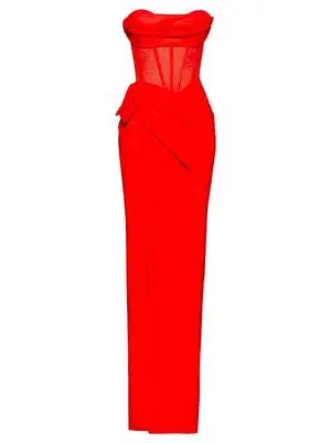 ANGELIKA JOZEFCZYK Palermo Corset High Slit Gown - Red