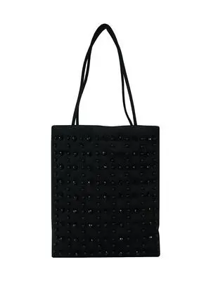 2KSTYLE Ingrid Satin Bead Hand-embellished Mini Tote Bag - Black