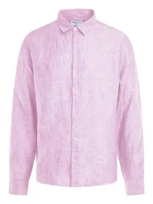 Haris Cotton Linen Basic Long-sleeved Shirt Powder - Pink
