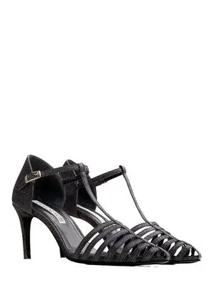 ROSAMUND MUIR LONDON Carlotta Glitter Cage Heels - Black
