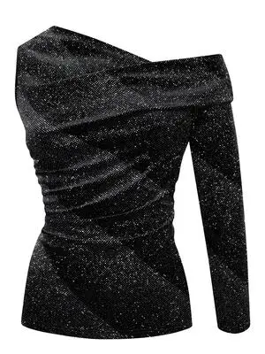 ME & THEE Black / Silver Misquotes Black & Sliver Velvet Top - Black/silver