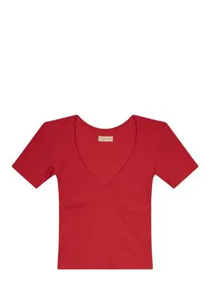 MARIANNE BY MARIE JORDANE Mila Pointelle Jersey Top - Red