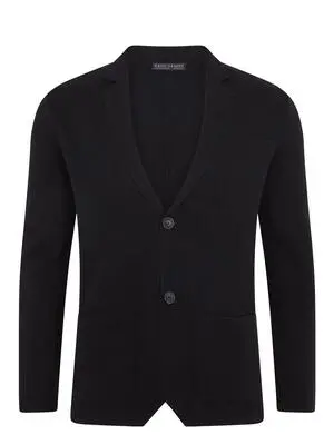 PAUL JAMES KNITWEAR Lightweight Organic Cotton Luca Linen Knitted Blazer - Black