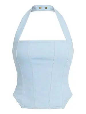 LUROQ LONDON Structured Halter Top - Blue