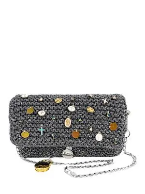 HILO DE MAR Small Hand-knitted Handbag In Premium Variegated Yarn Grey