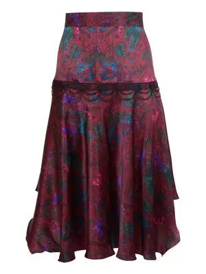 Natalia Petruch Delilah Skirt In Silk Botanical Print - Red