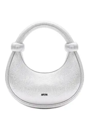 AMY LYNN Kyoto Sparkle Leather Crossbody Crescent Bag - Silver